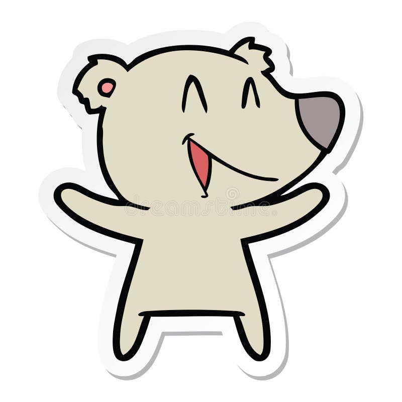 Sticker of a Laughing Bear Cartoon Stock Vector - Illustration of retro ...