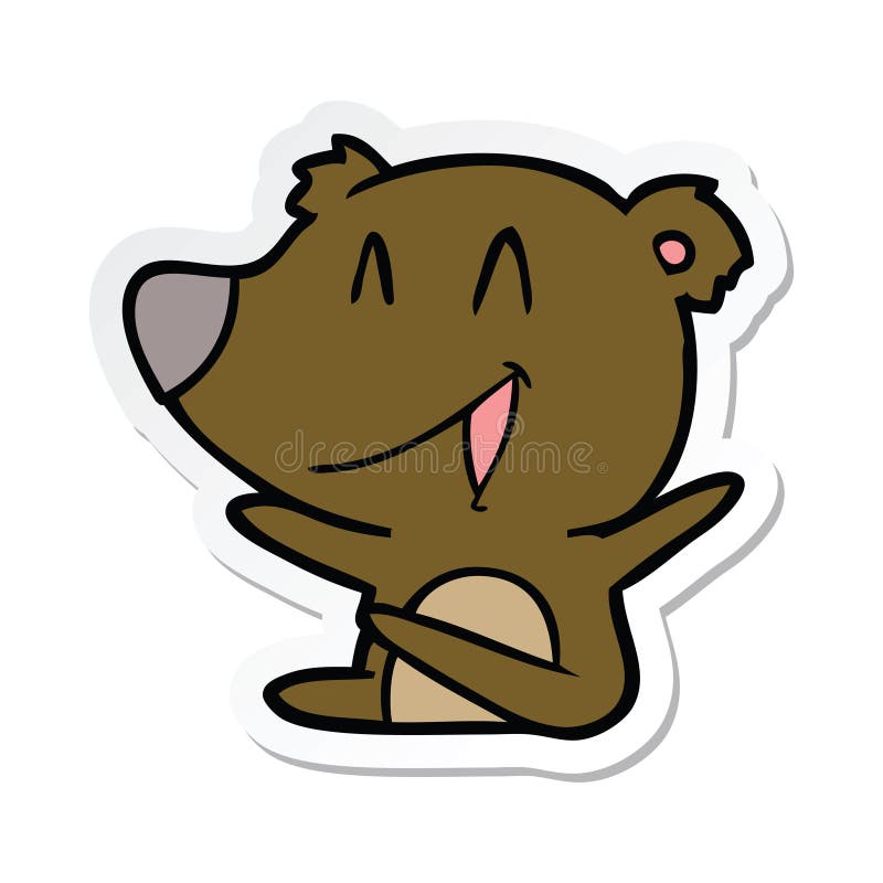 Sticker of a Laughing Bear Cartoon Stock Vector - Illustration of ...