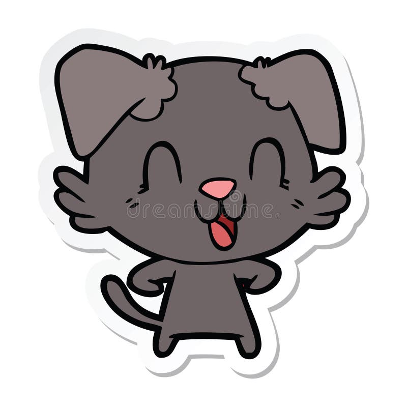 Sticker of a Laughing Cartoon Dog Stock Vector - Illustration of puppy ...