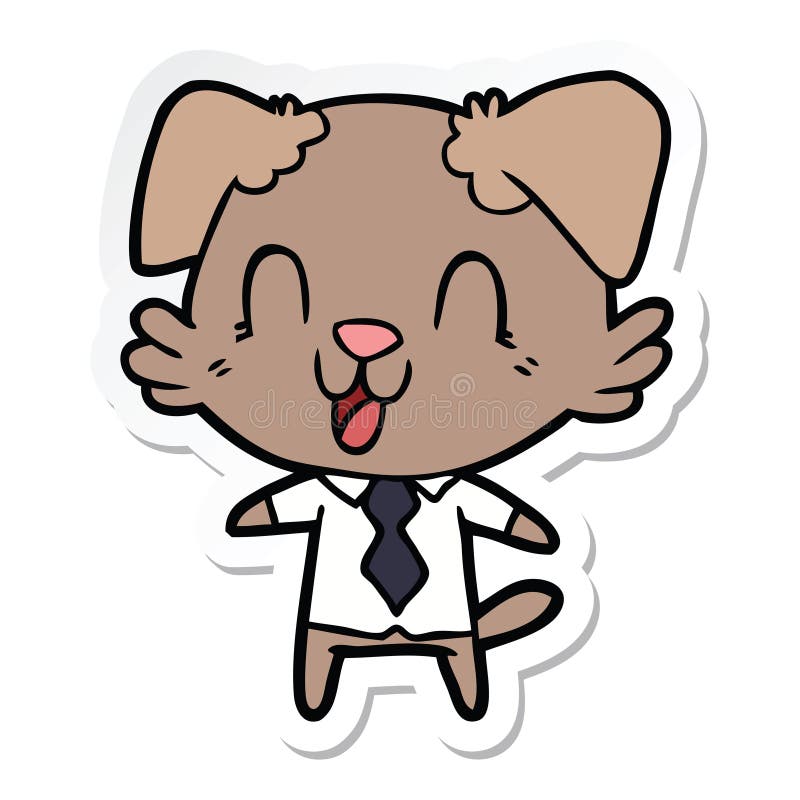 Sticker of a Laughing Cartoon Dog Manager Stock Vector - Illustration ...