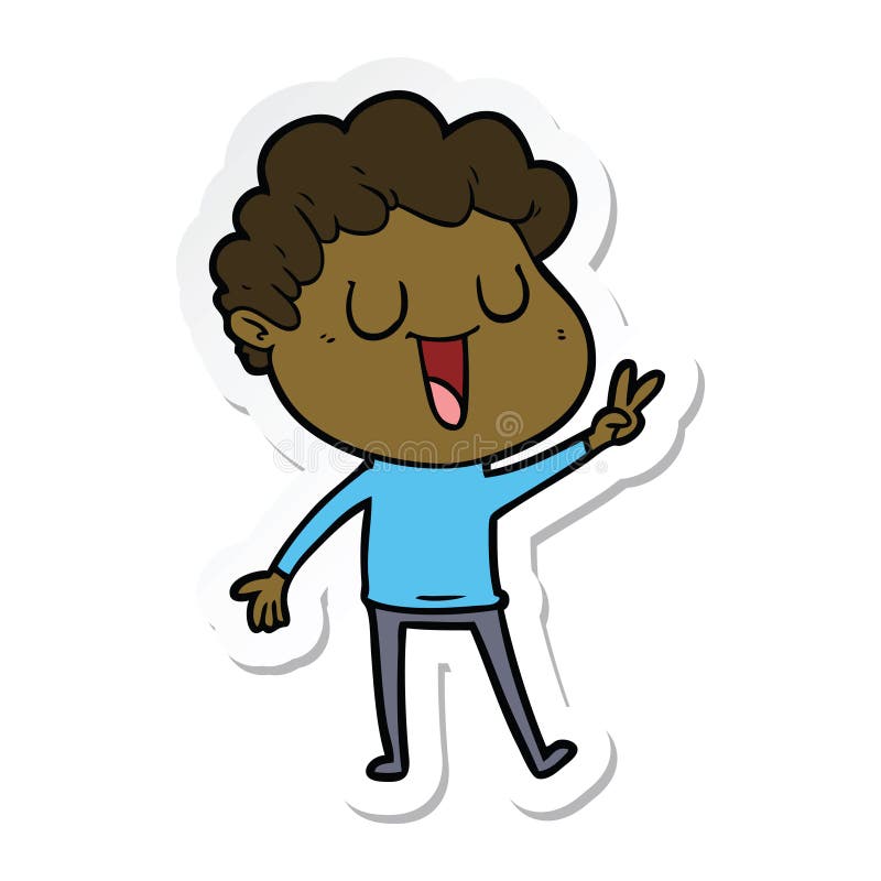 Sticker of a Laughing Cartoon Man Stock Vector - Illustration of ...