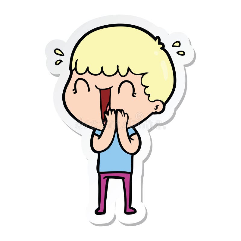 Sticker of a Laughing Cartoon Man Stock Vector - Illustration of decal ...