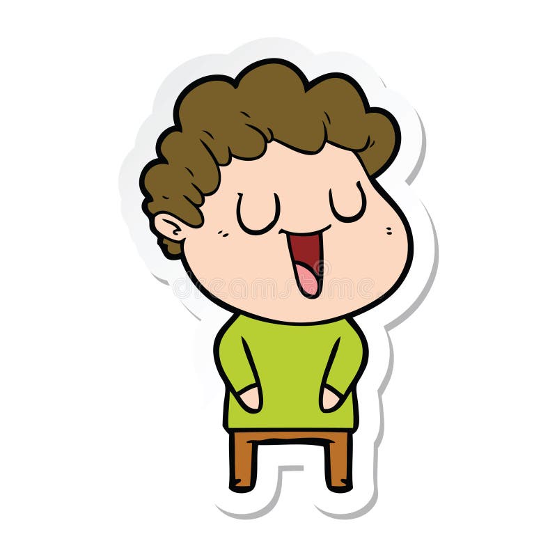 Sticker of a Laughing Cartoon Man Stock Vector - Illustration of hand ...