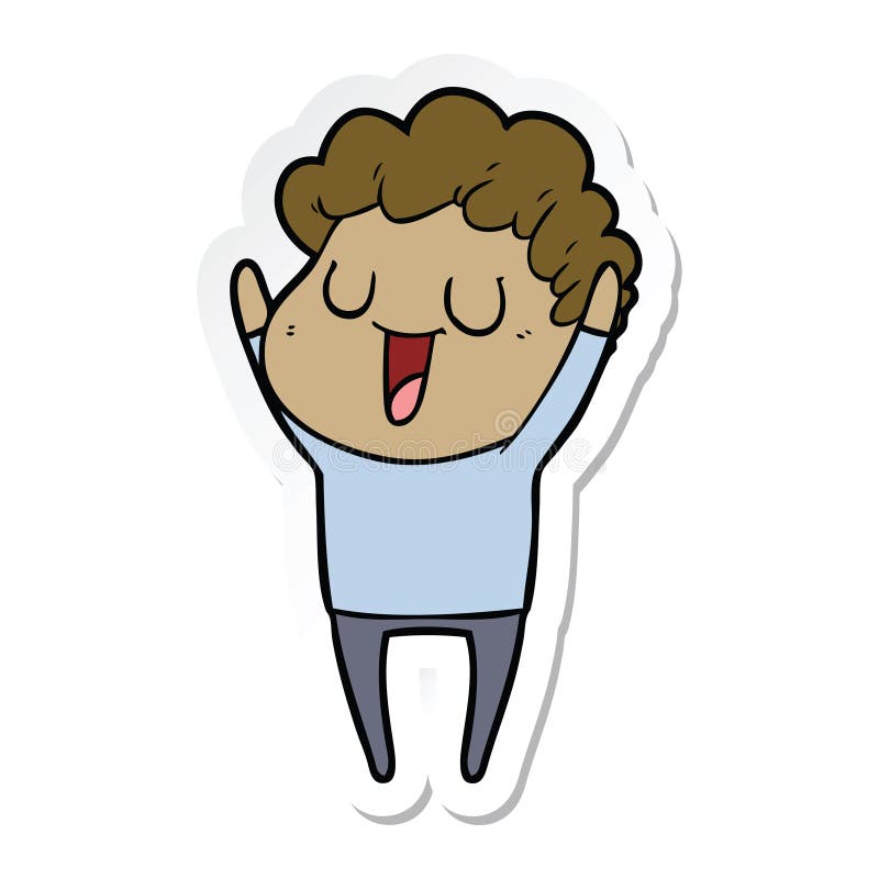 Sticker of a Laughing Cartoon Man Stock Vector - Illustration of decal ...