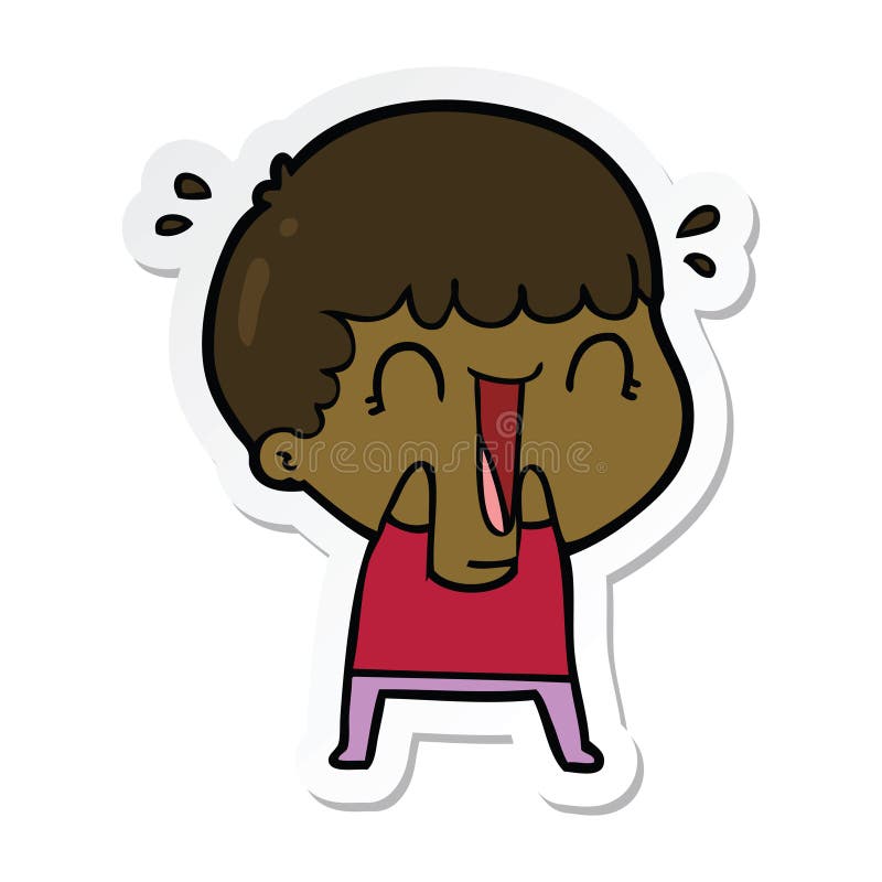 Sticker of a Laughing Cartoon Man Stock Vector - Illustration of ...