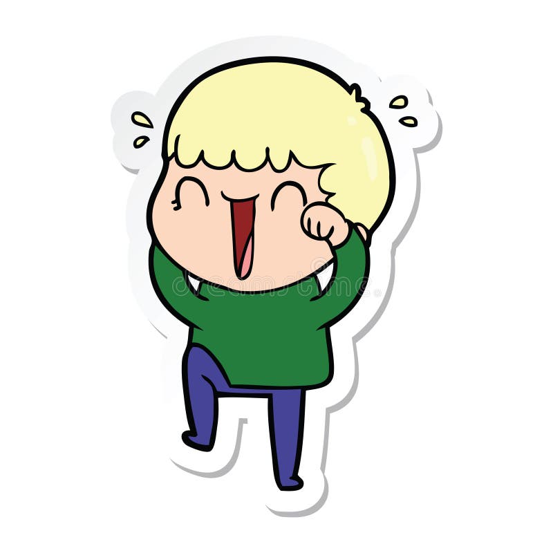 Sticker of a Laughing Cartoon Man Stock Vector - Illustration of ...