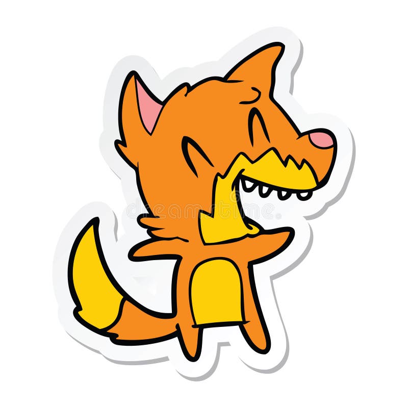 Sticker of a Laughing Fox Cartoon Stock Vector - Illustration of quirky ...