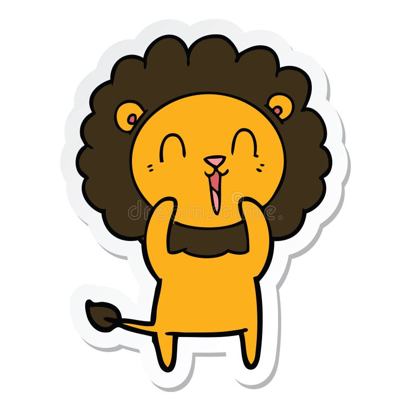 Sticker of a Laughing Lion Cartoon Stock Vector - Illustration of ...