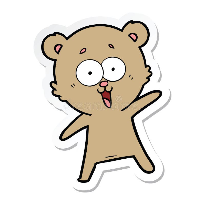 Sticker of a Laughing Teddy Bear Cartoon Stock Vector - Illustration of ...