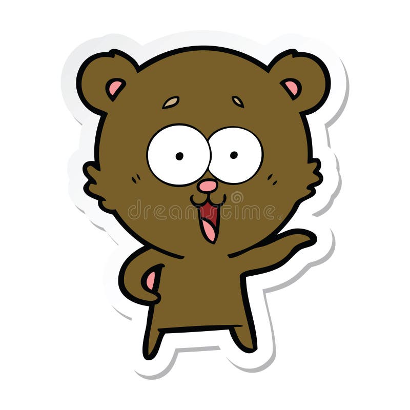 Sticker of a Laughing Teddy Bear Cartoon Stock Vector - Illustration of ...
