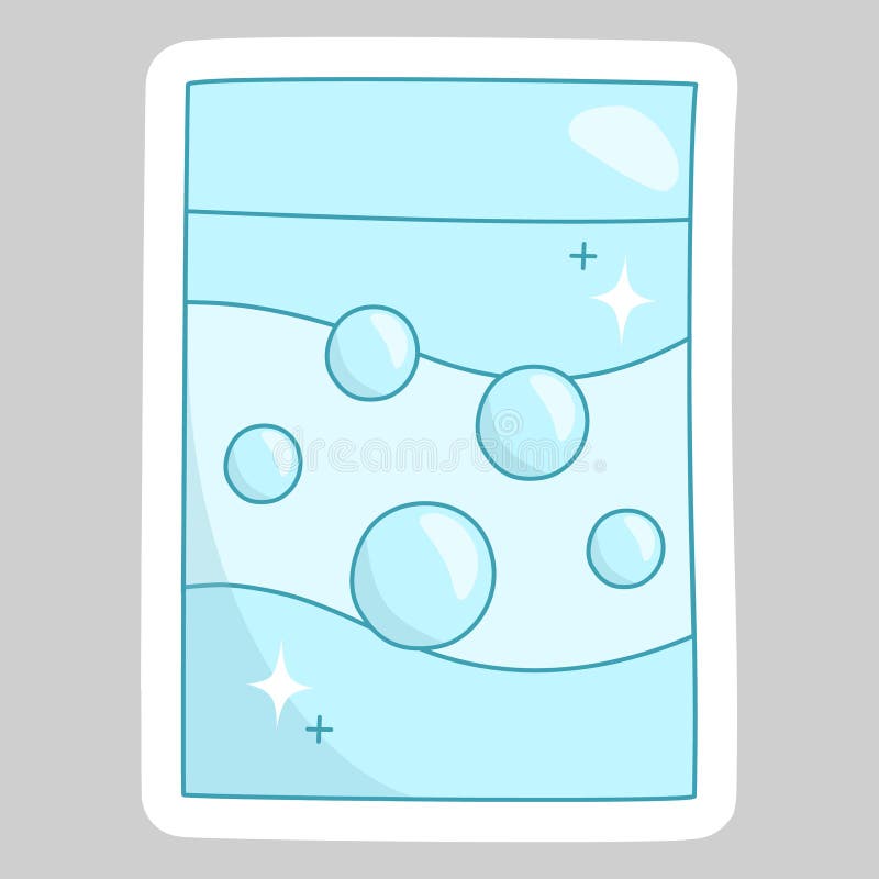 Sticker with Laundry Detergent Package with Floating Soap Bubbles ...