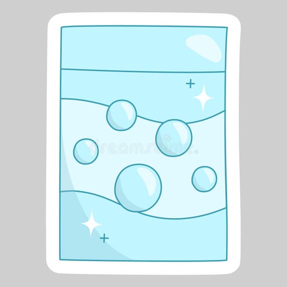 Sticker with Laundry Detergent Package with Floating Soap Bubbles ...