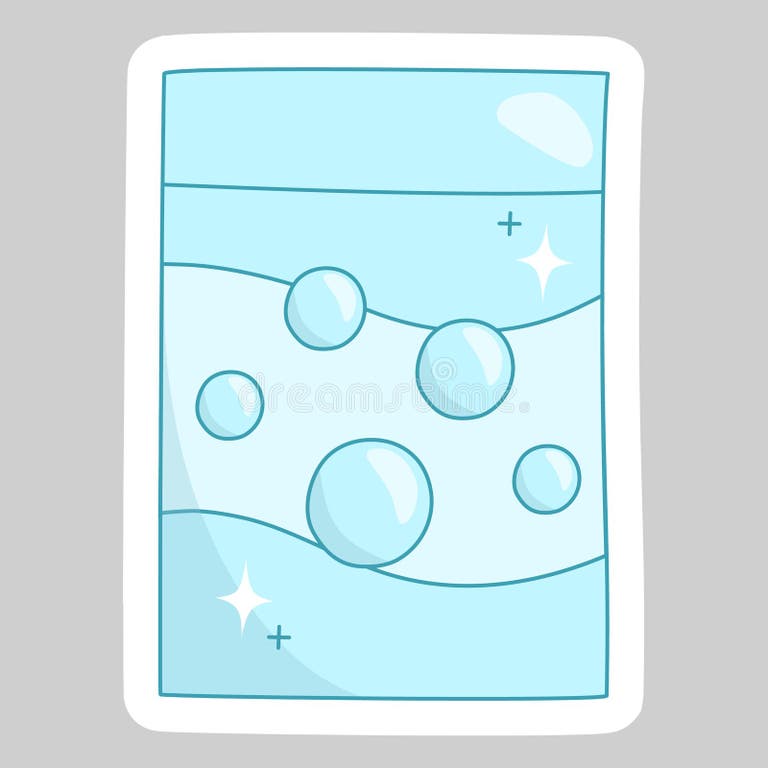 Sticker with Laundry Detergent Package with Floating Soap Bubbles ...