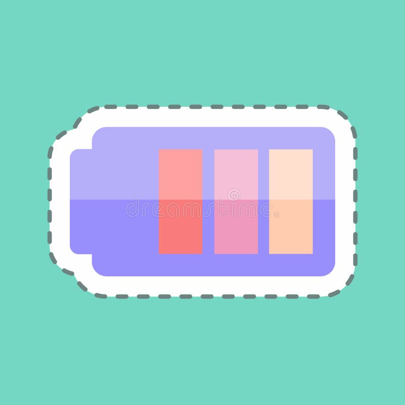 Sticker Line Cut Battery 1. Suitable for Mobile Apps Symbol. Simple ...