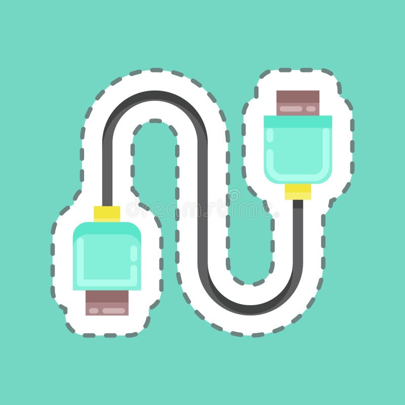 Sticker Line Cut Cable. Suitable for Computer Components Symbol. Simple ...