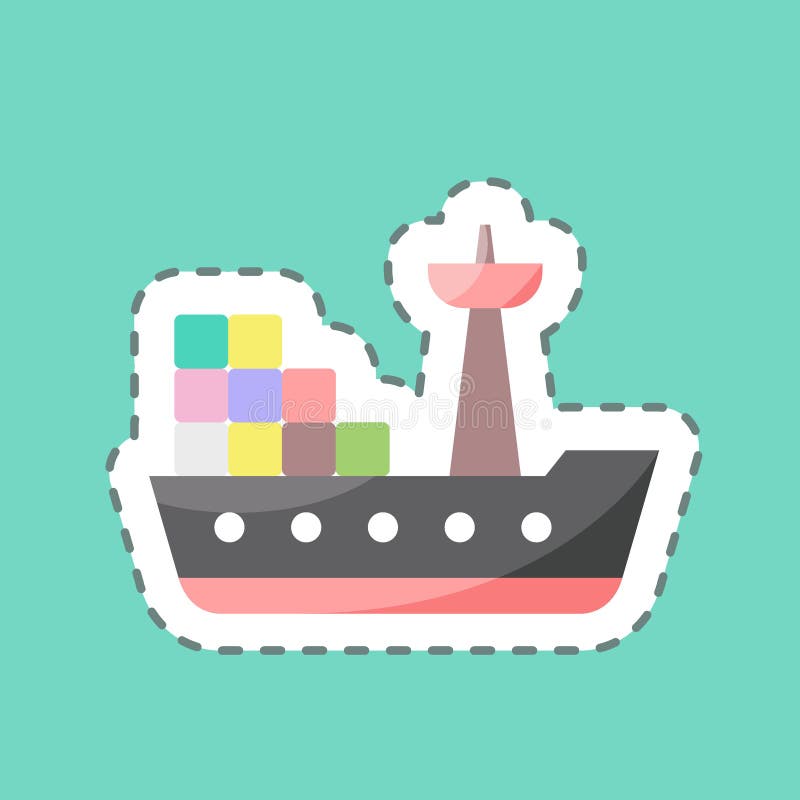 Sticker Line Cut Cargo Ship. Suitable for Education Symbol. Simple ...