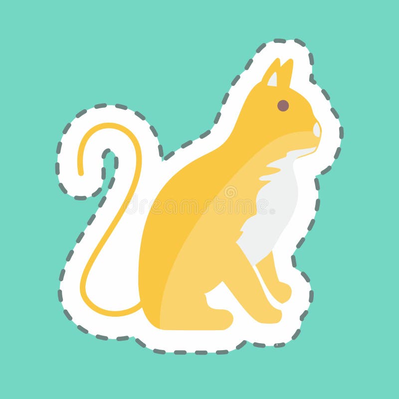 Sticker Line Cut Cat. Suitable for Animal Symbol. Simple Design ...