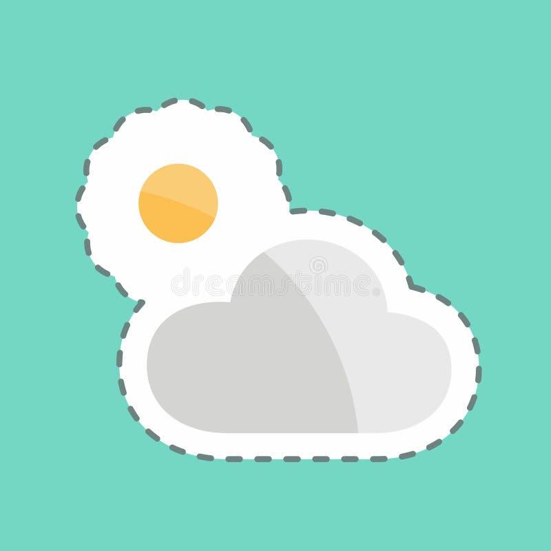 Sticker Line Cut Cloudy Weather. Suitable for Spring Symbol. Simple ...
