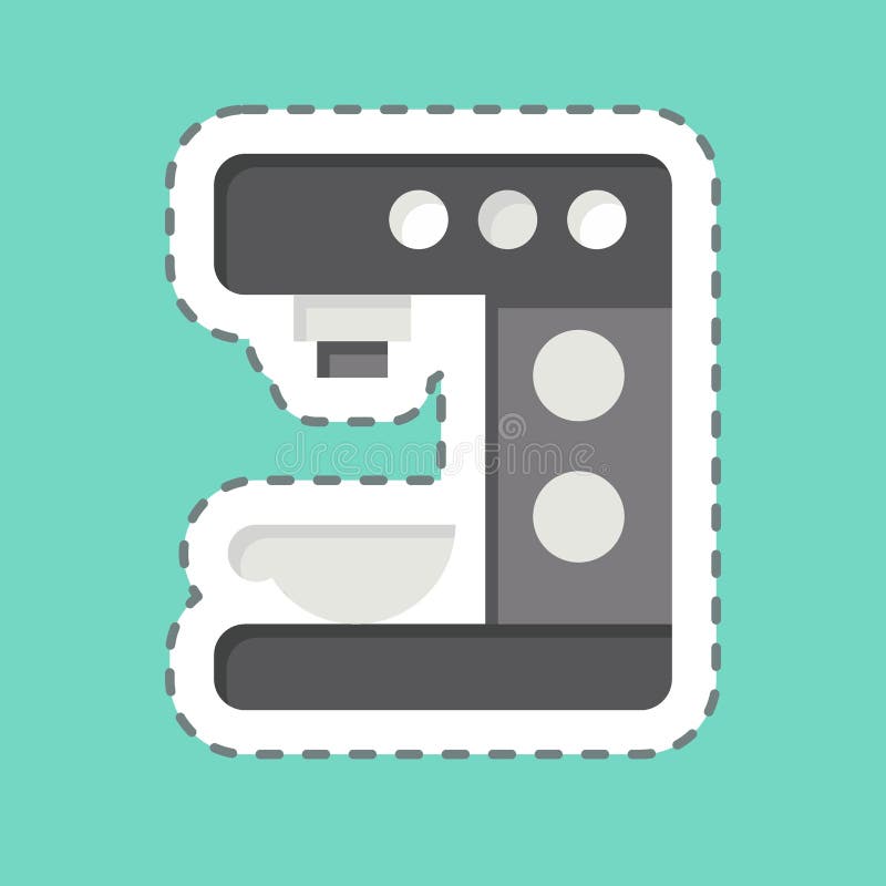Sticker Line Cut Coffee Maker. Related To Coffee Symbol. Simple Design ...