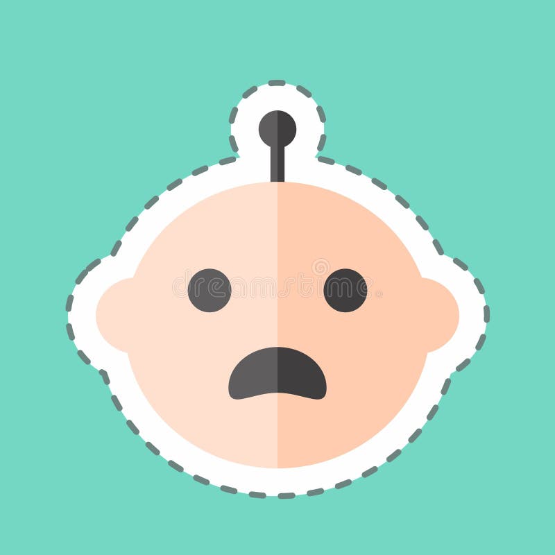 Sticker Line Cut Crying Baby. Suitable for Baby Symbol. Simple Design ...