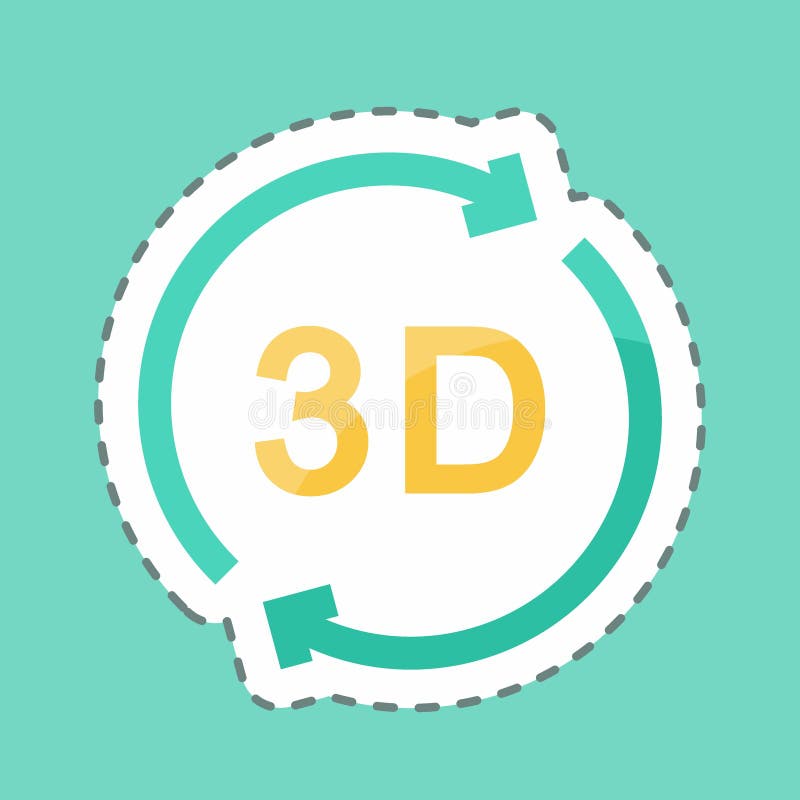 Sticker Line Cut 3D Rotation. Suitable for Infographics Symbol. Simple ...
