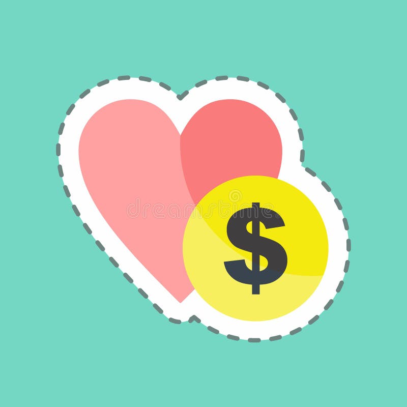 Sticker Line Cut Donation. Suitable for Community Symbol. Simple Design ...