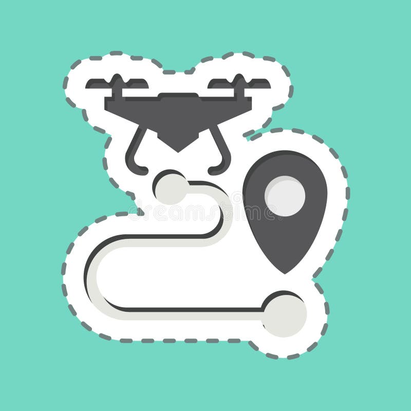 Sticker Line Cut Drone Tracking. Related To Drone Symbol. Simple Design ...
