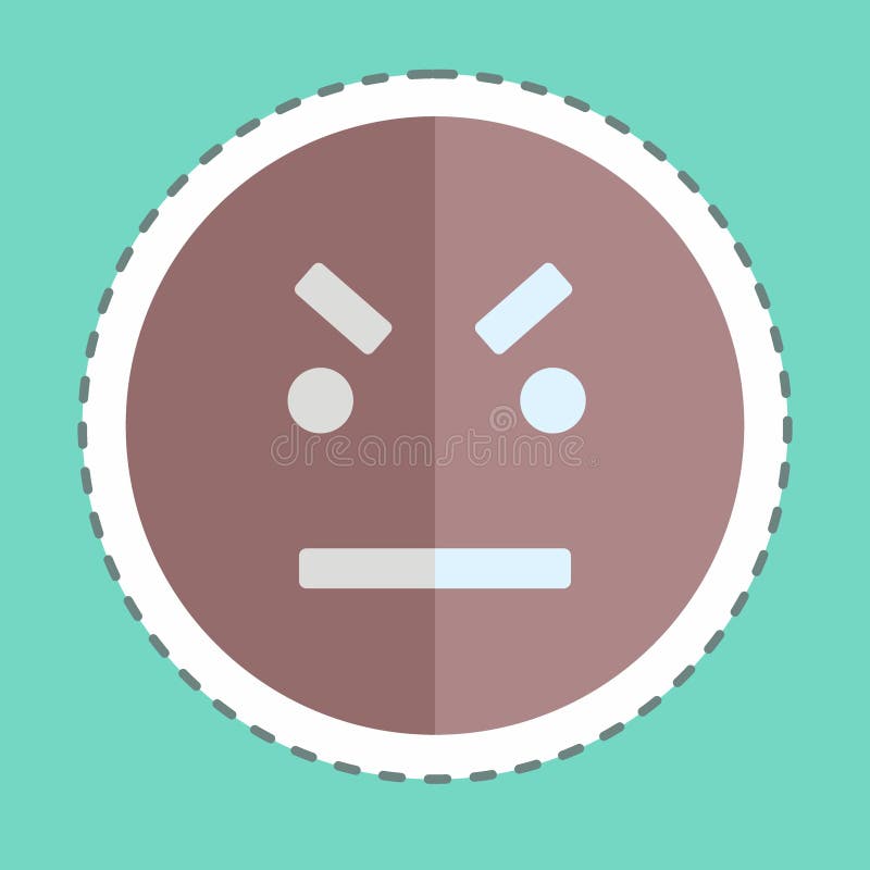Sticker Line Cut Emoticon Angry. Suitable for Emoticon Symbol. Simple ...