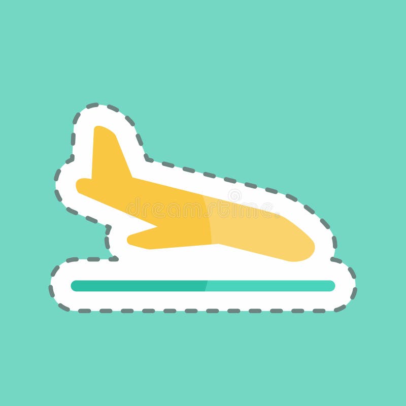 Sticker Line Cut Flight Land. Suitable for Infographics Symbol. Simple ...
