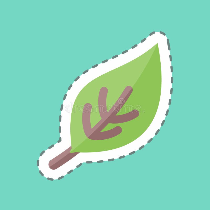 Sticker Line Cut Leaf. Suitable for Spring Symbol. Simple Design ...