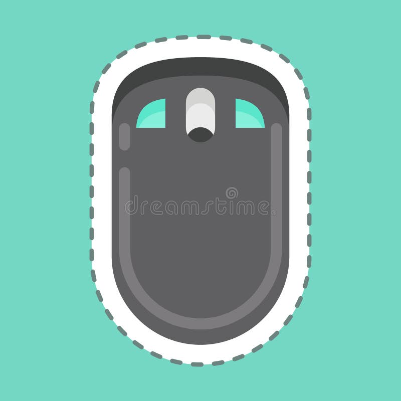 Sticker Line Cut Mouse. Suitable for Computer Components Symbol. Simple ...