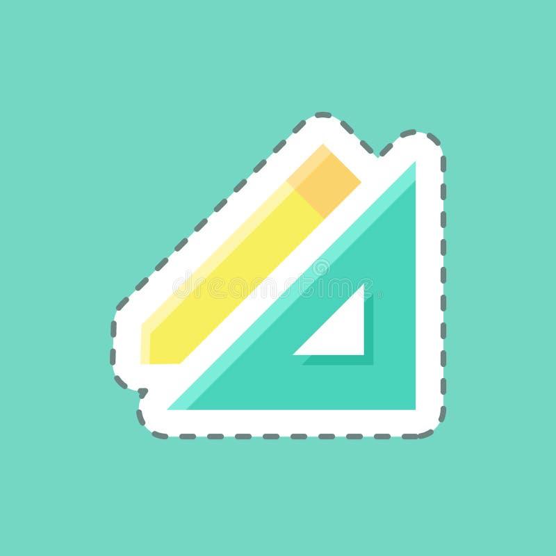 Sticker Line Cut Pencil and Ruler. Suitable for Building Symbol. Simple ...