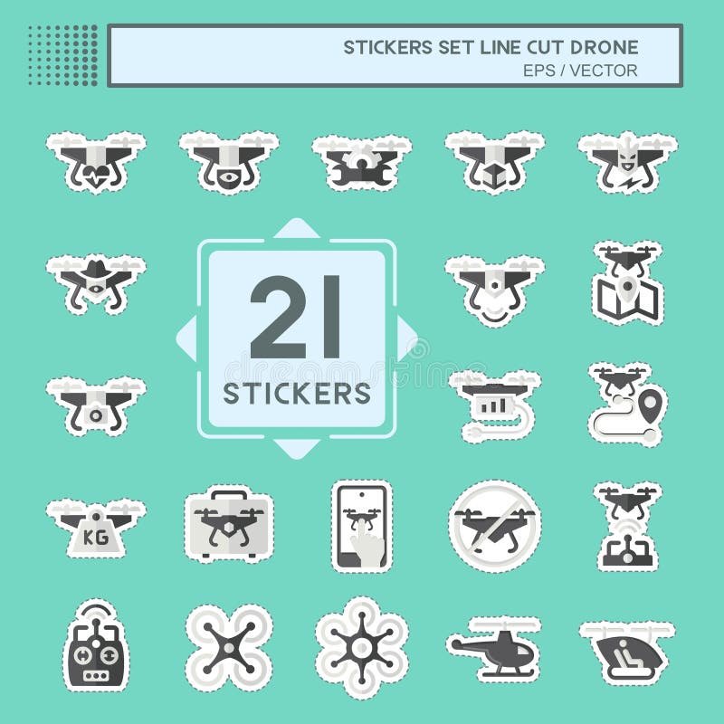 Sticker Line Cut Set Drone. Related To Technology Symbol. Simple Design ...