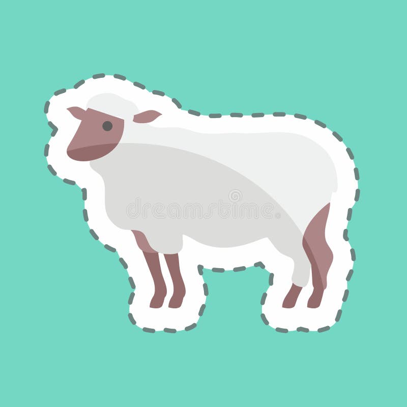 Sticker Line Cut Sheep. Suitable for Animal Symbol. Simple Design ...