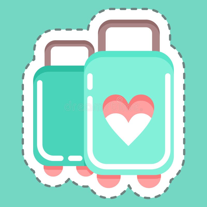 Sticker Line Cut Suitcase. Suitable for Summer Symbol. Simple Design ...