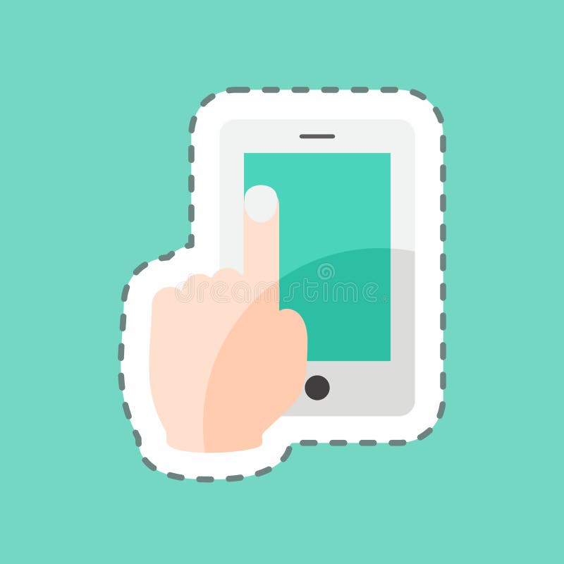 Sticker Line Cut Using Cell Phone. Suitable for Hand Actions Symbol ...