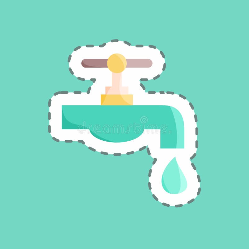 Sticker Line Cut Water Resource. Suitable for Education Symbol. Simple ...