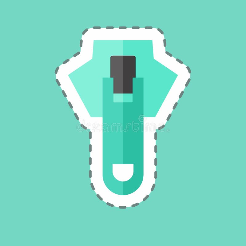 Sticker Line Cut Zipper 2. Suitable for Tailor Symbol. Simple Design ...