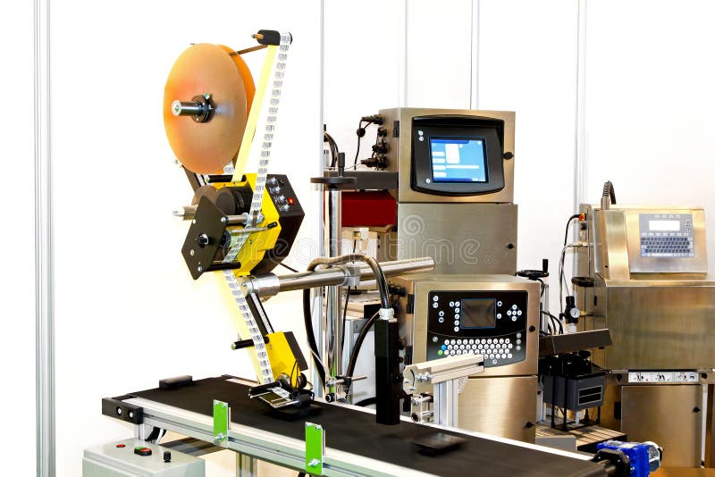 Sticker line machine stock image. Image of line, automatic - 14451561