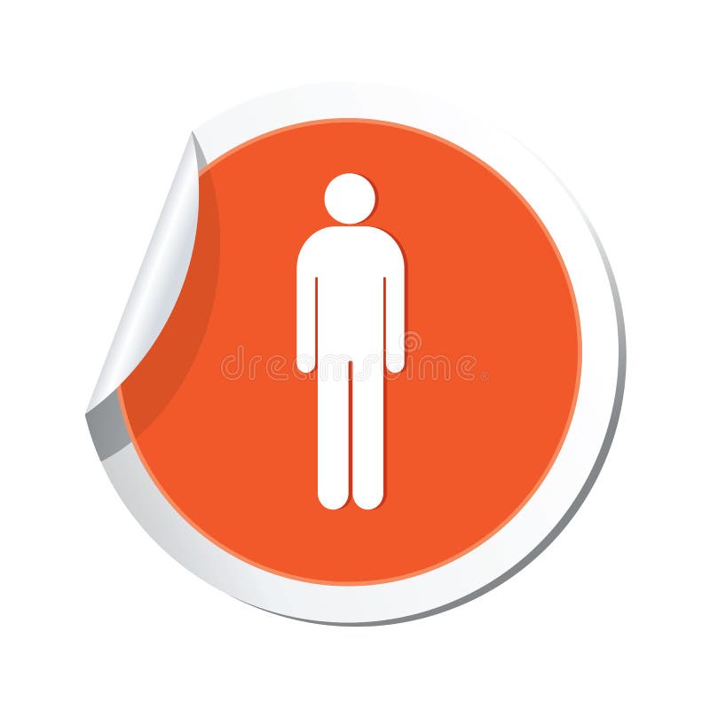 Sticker with man icon stock vector. Illustration of door - 111017774