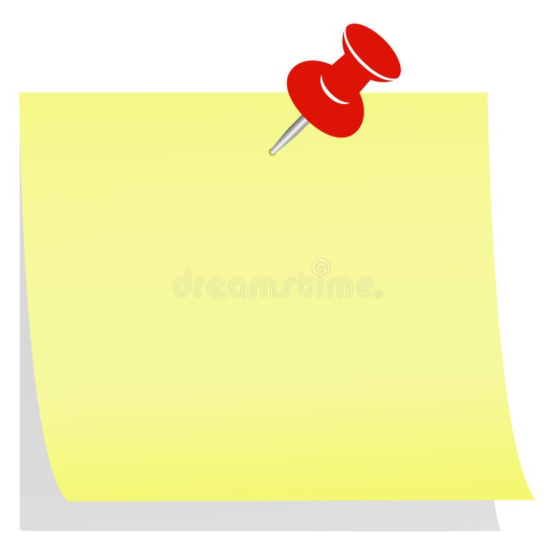 Sticker met een punaise. vector illustratie. Illustration of nota ...