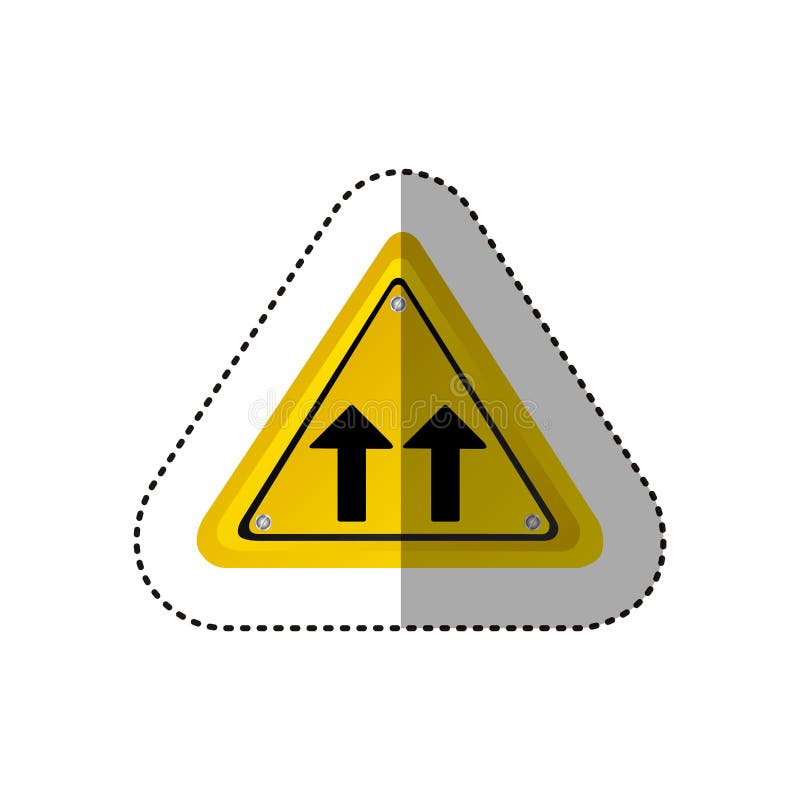 Sticker Yellow Triangle Shape Frame Two Way Traffic Sign Stock ...