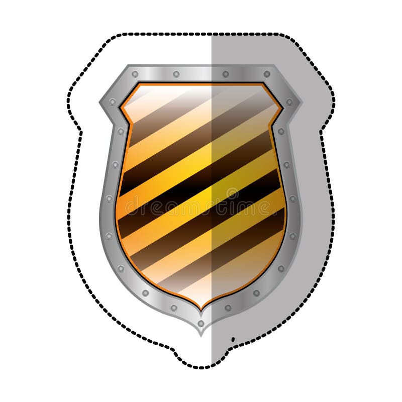 Sticker Metallic Shield with Colorful Diagonal Lines Shape Stock ...