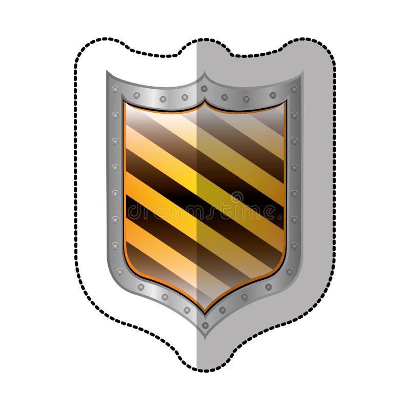 Sticker Metallic Shield with Colorful Diagonal Lines Shape Stock ...