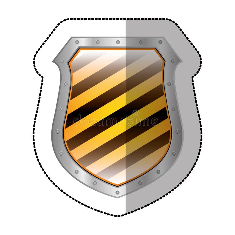 Sticker Metallic Shield with Colorful Diagonal Lines Shape Stock ...