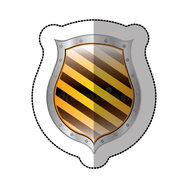 Sticker Metallic Shield with Colorful Diagonal Lines Shape Stock ...