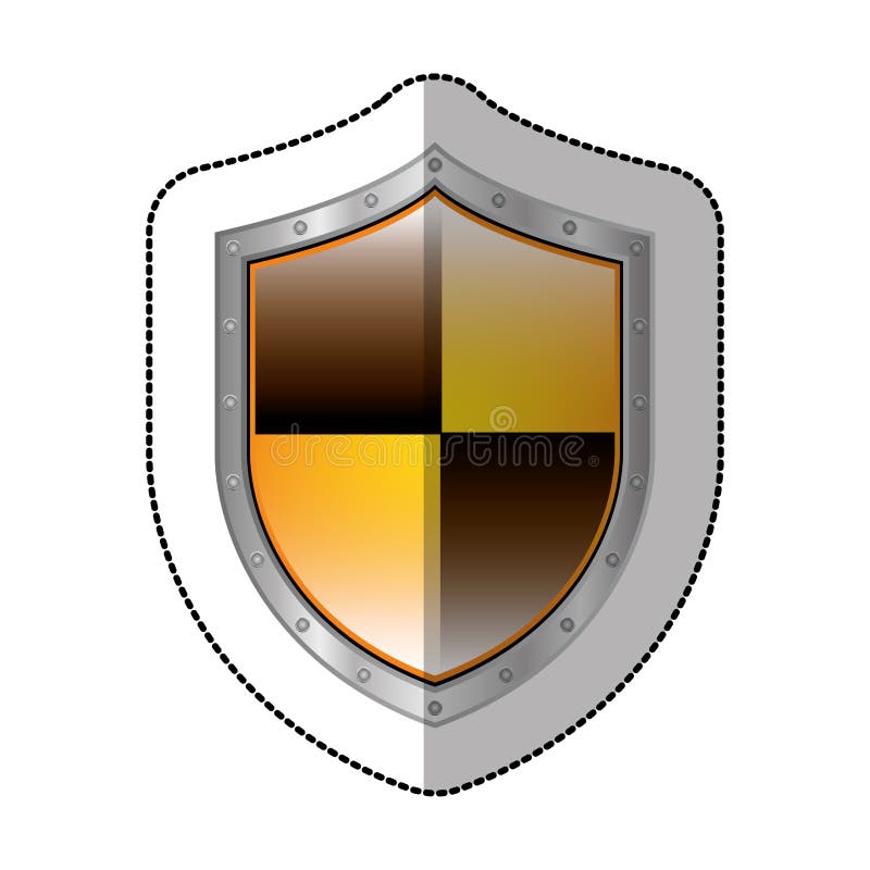 Sticker Metallic Shield with Colorful Rhombus Shape Stock Illustration ...