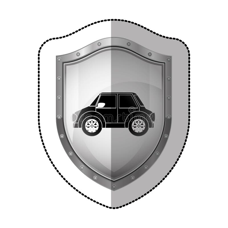 Sticker Metallic Shield with Silhouette Small Automobile Stock ...