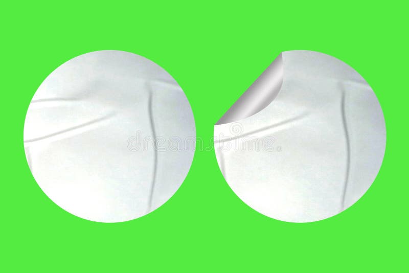Professional Blank Sticker Texture Mockup Round with Folded Edge Stock ...
