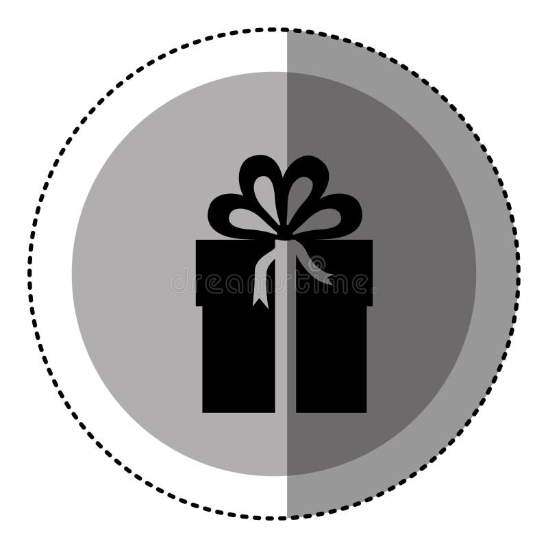 Sticker Monochrome Circular Emblem with Gift Box Stock Illustration ...